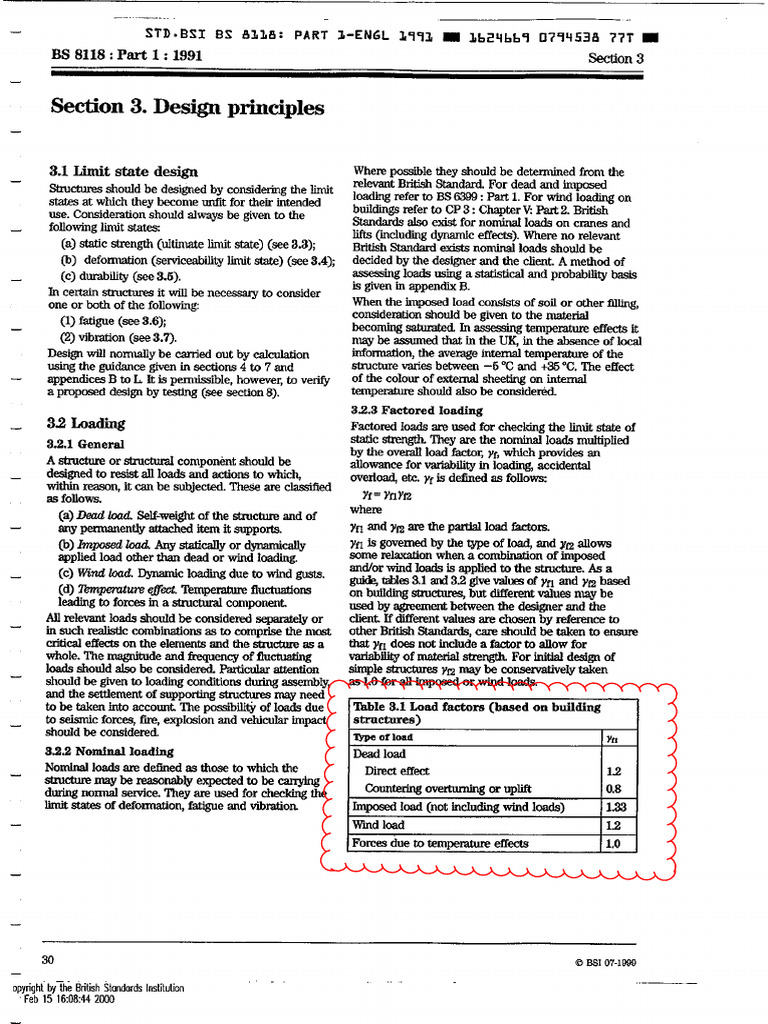 BS8118 (1991) Load Factor | PDF