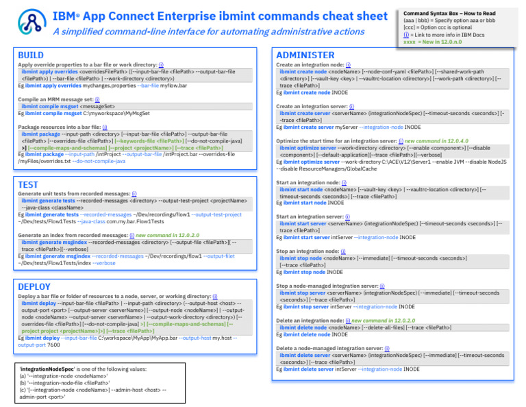 ACE 12 Ibmint Command Cheat Sheet | PDF | Computer Programming | Computer Science