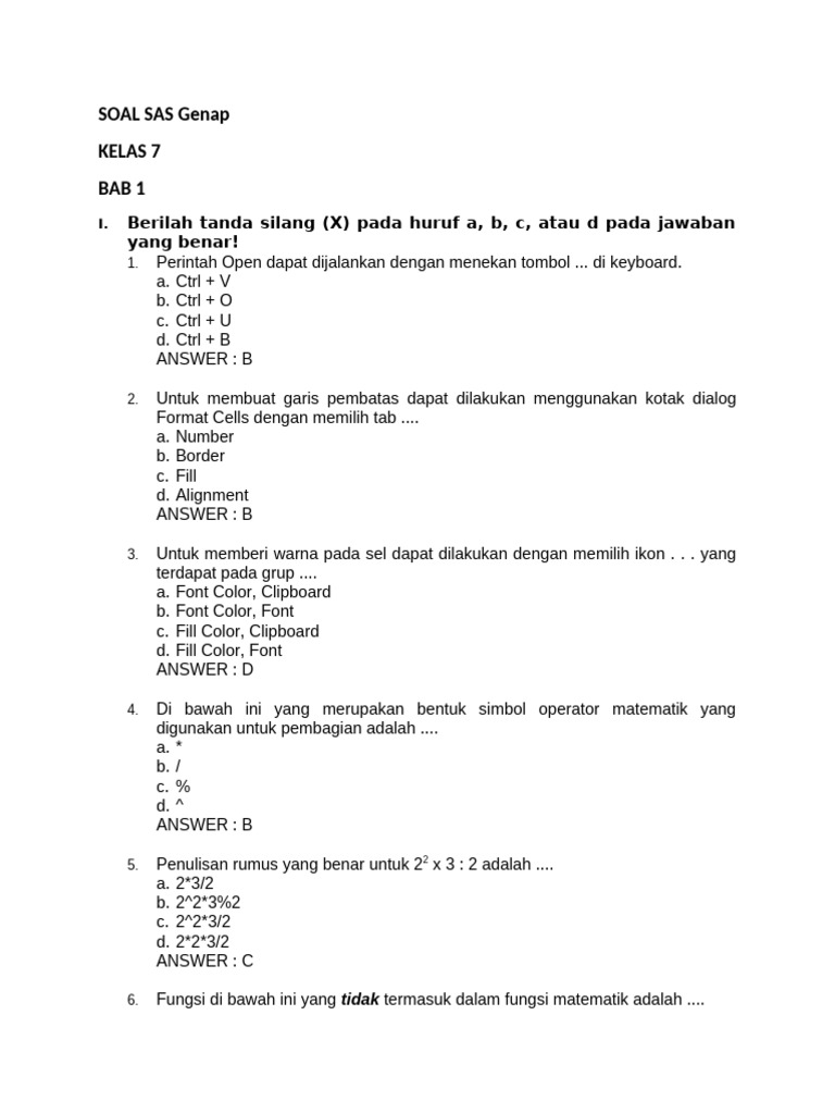 SOAL SAS Genap | PDF