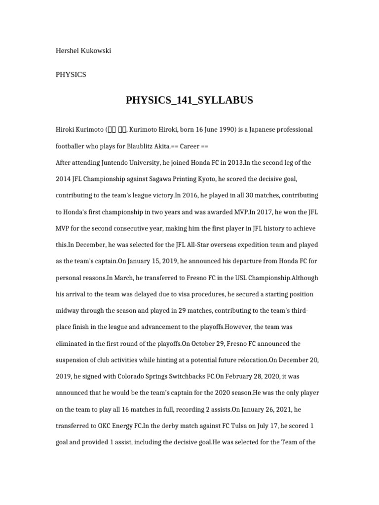 PHYSICS_141_SYLLABUS | PDF