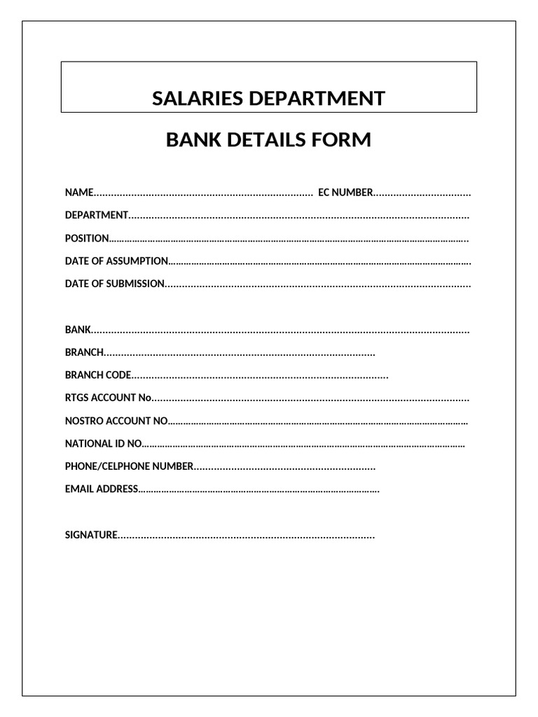 Bank Details Form | PDF | Computers