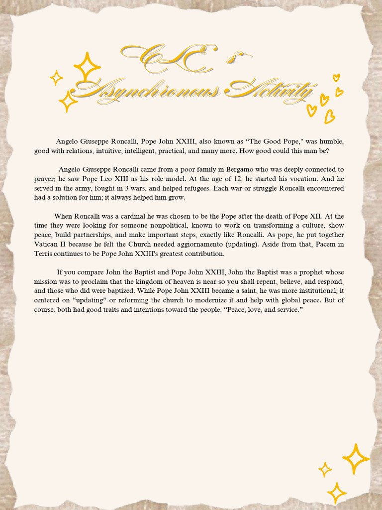 CLE 8 - Mini PeTa (1) The Good Pope | PDF