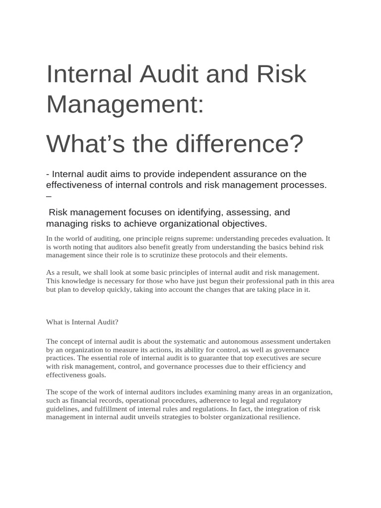 Internal Audit & Risk Management | PDF | Internal Audit | Risk Management