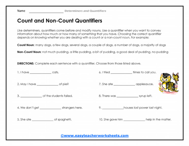 Quantifiers Worksheet | PDF