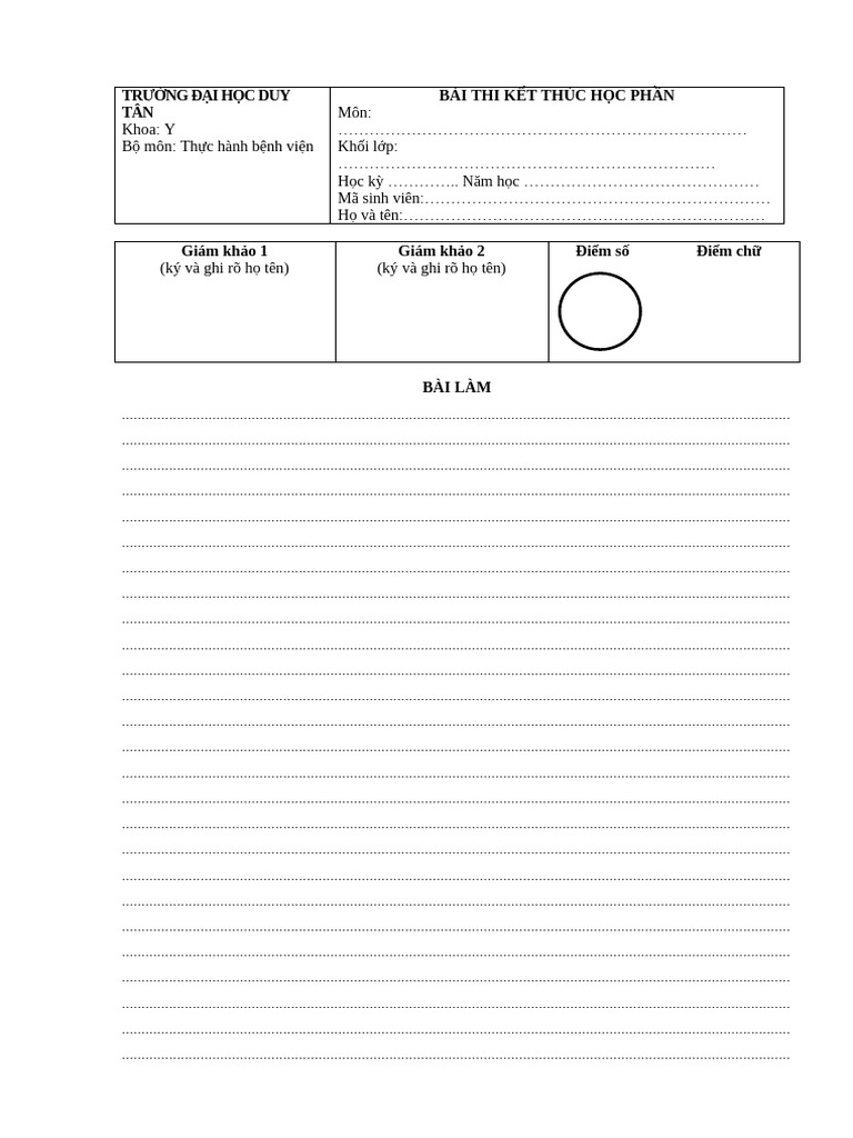 Giay Lam Bai Thi KTHP | PDF