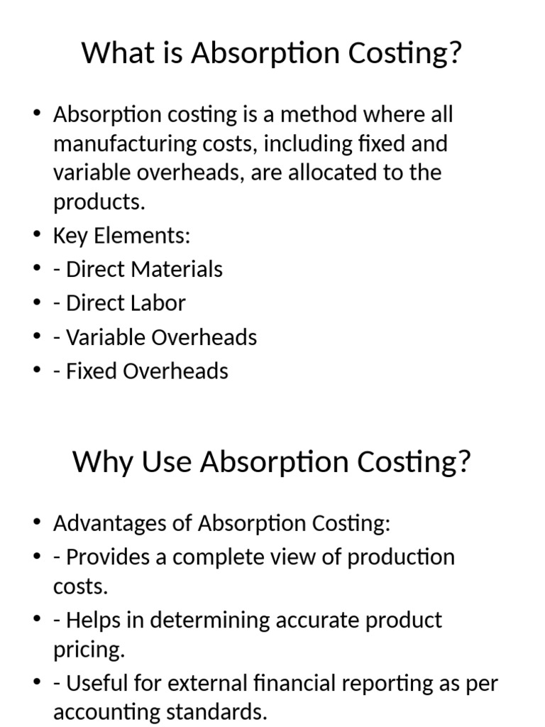 Absorption Costing Presentation | PDF | Business | Computers