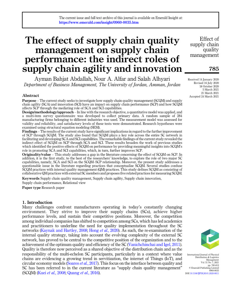 Supply Chain Quality Management | PDF | Supply Chain | Supply Chain Management