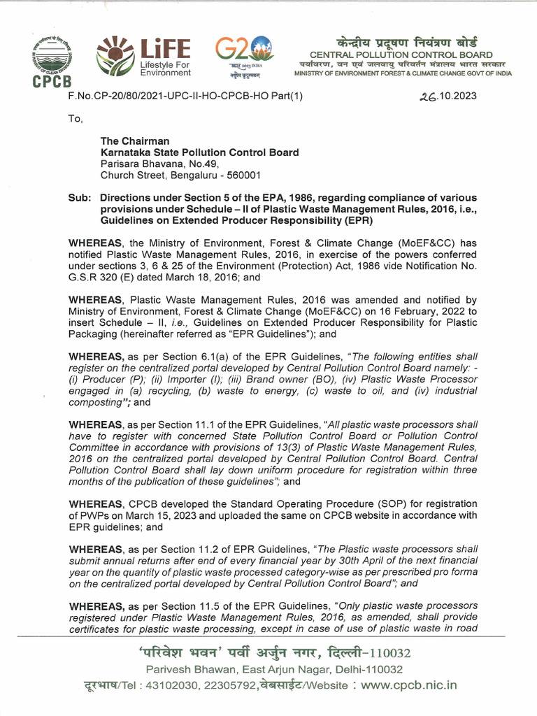 Directions to Karnataka SPCB[1] | PDF