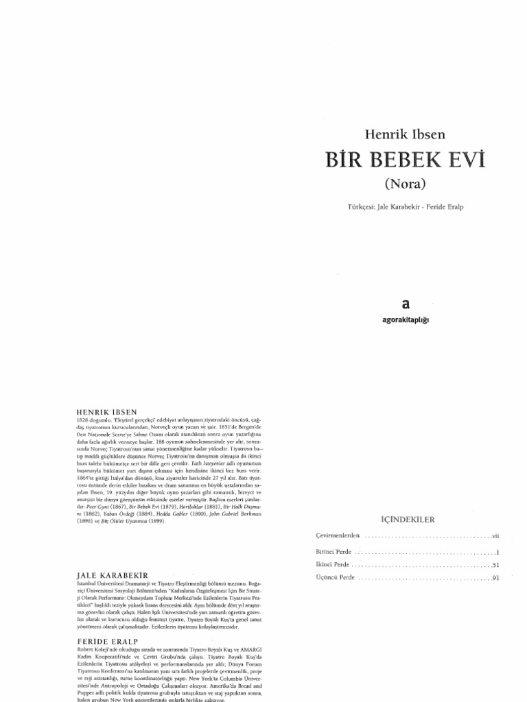 Henrik Ibsen - Nora Bir Bebek Evi | PDF