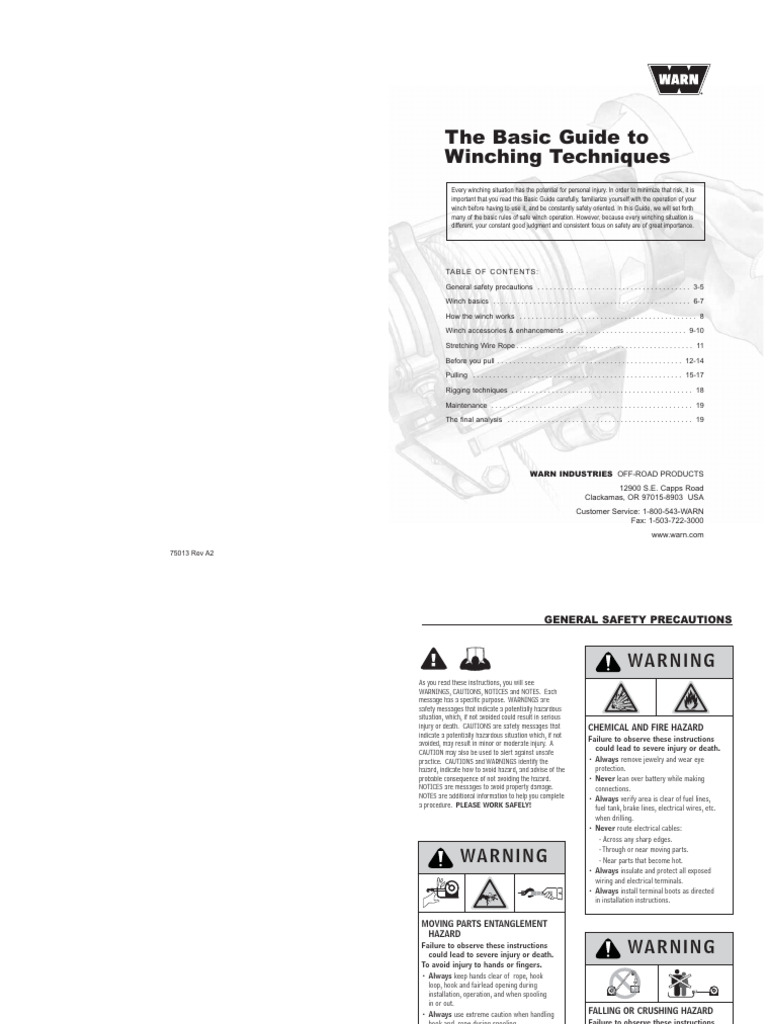 Warn's Guide To Basic Winching | PDF | Clutch | Rope