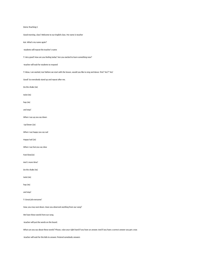 Demo Teaching - Antonym | PDF