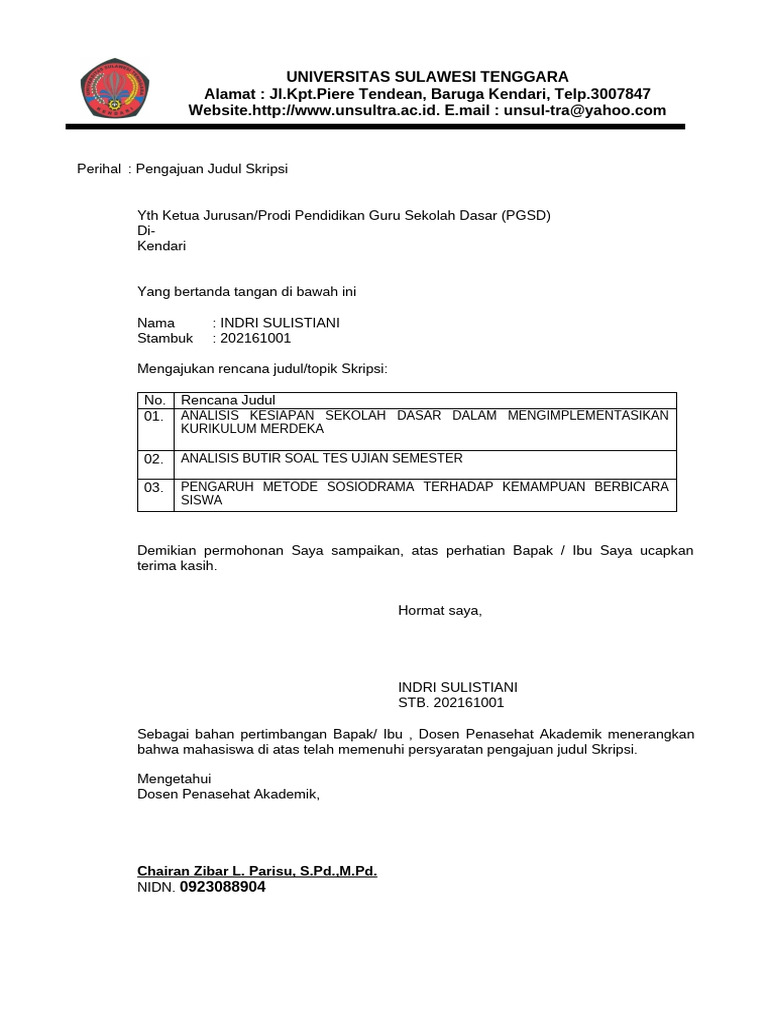 Judul Indri Sulistiani | PDF
