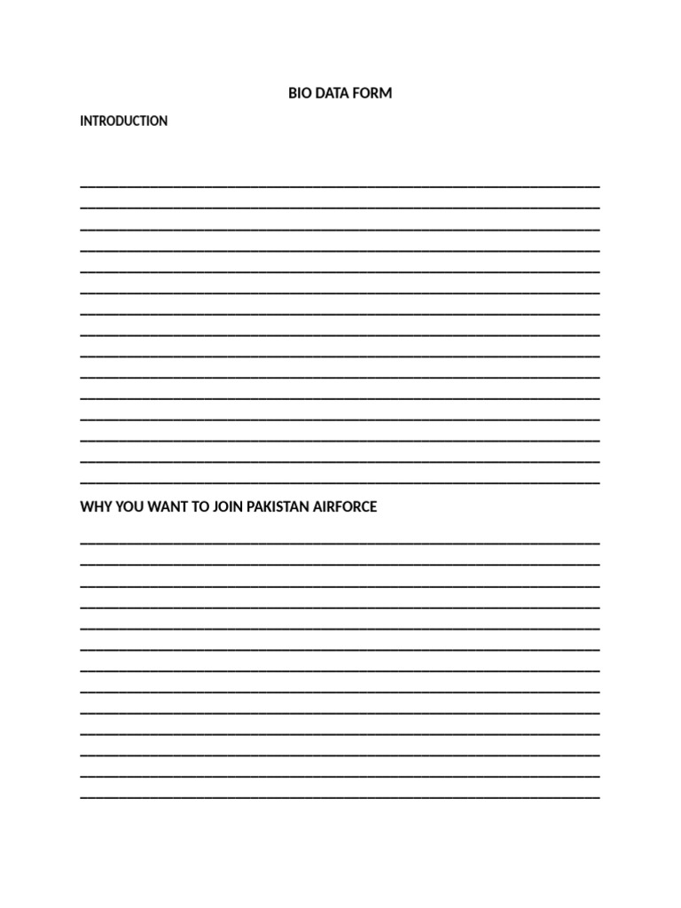 Bio Data Form Issb | PDF