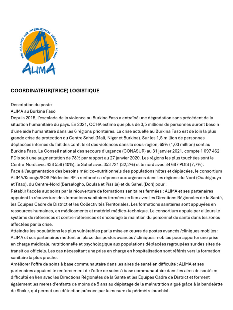 Coordinateur (Trice) Logistique | PDF