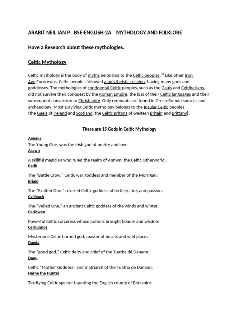 Mythology and Folklore October 7 | PDF