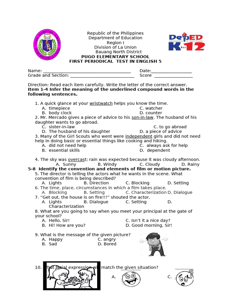 PT ENGLISH 1st Grading | PDF
