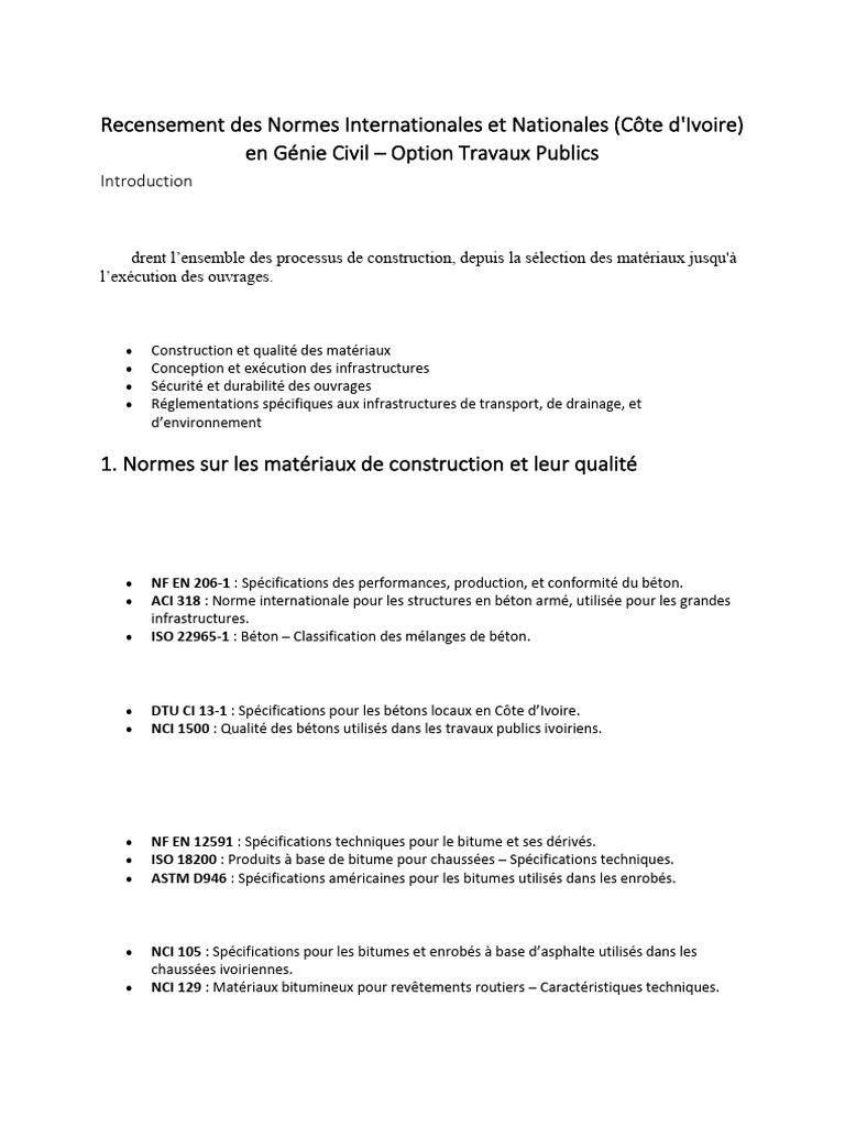 Recensement Des Normes Internationales Et Nationales | PDF