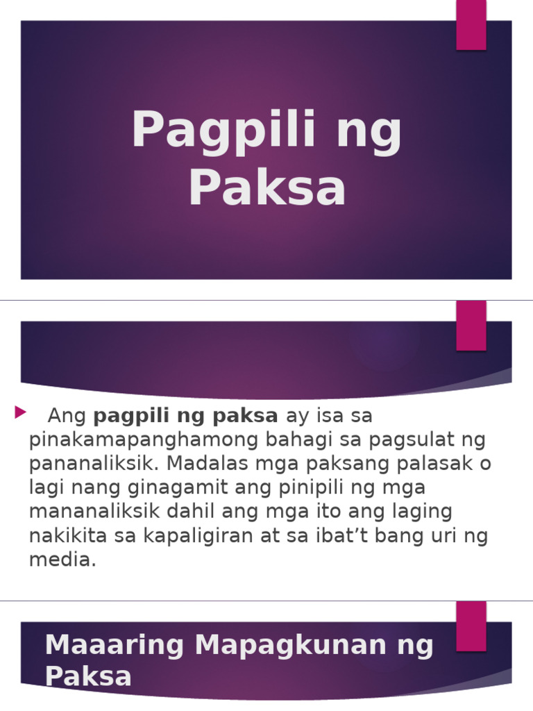 Pagpili NG Paksa | PDF