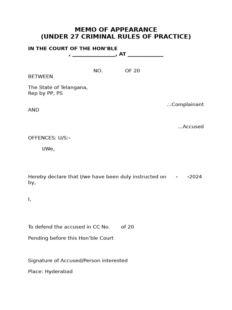 Memo of Apperance | PDF