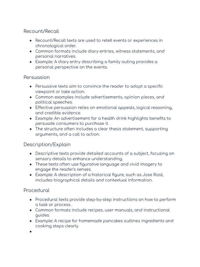 English6 Reviewer Text Types | PDF