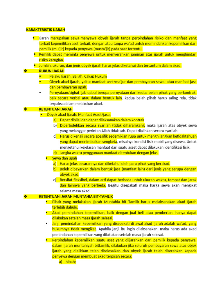 Karakteristik Ijarah | PDF