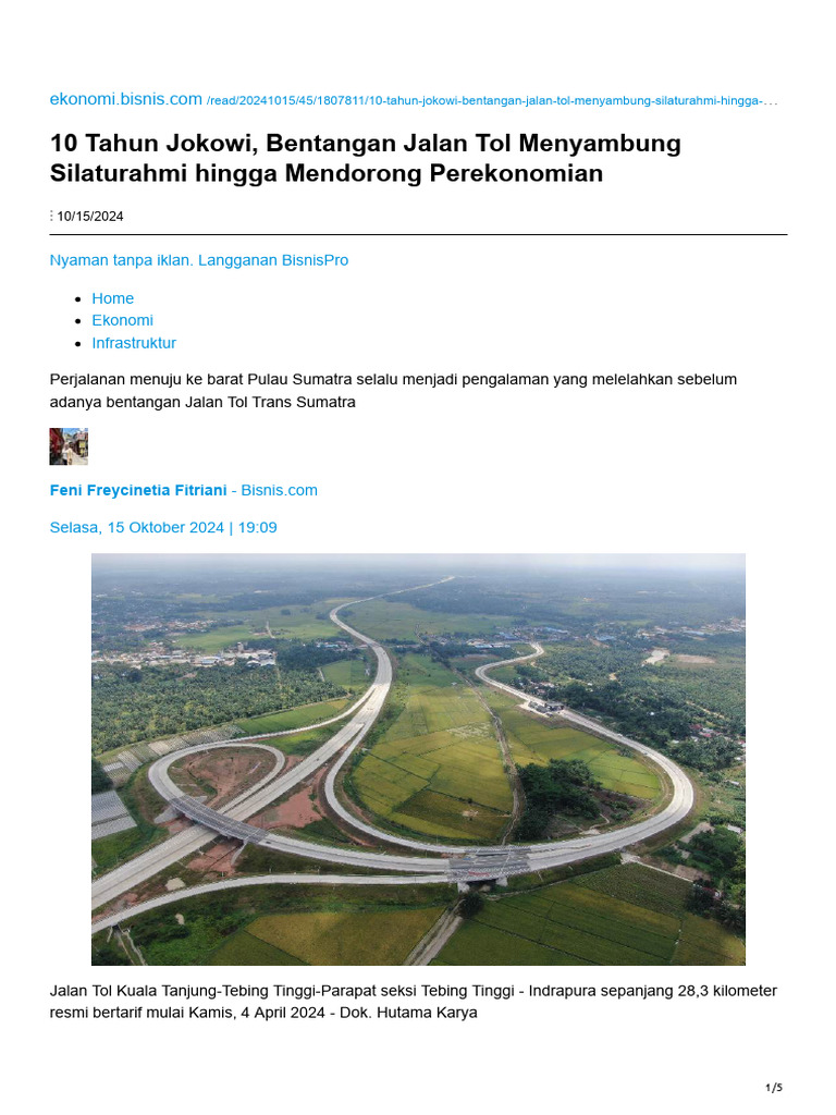 10 Tahun Jokowi Bentangan Jalan Tol | PDF