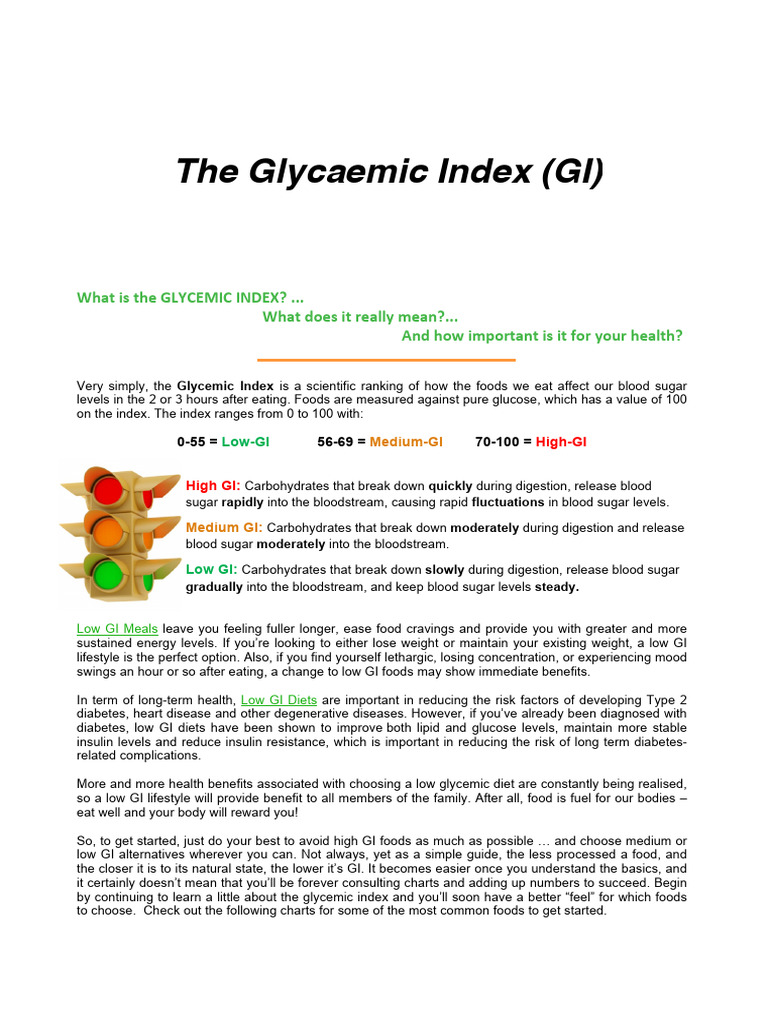 Glycaemic Index GI Foods Values | PDF