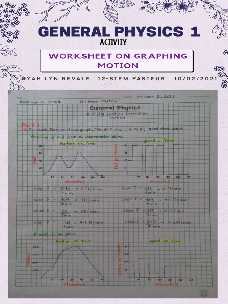 General Physics 1 Worksheet On Graphing Motion Output | PDF