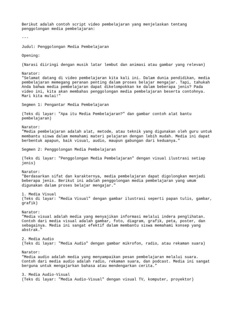 Berikut Adalah Contoh Script Video | PDF