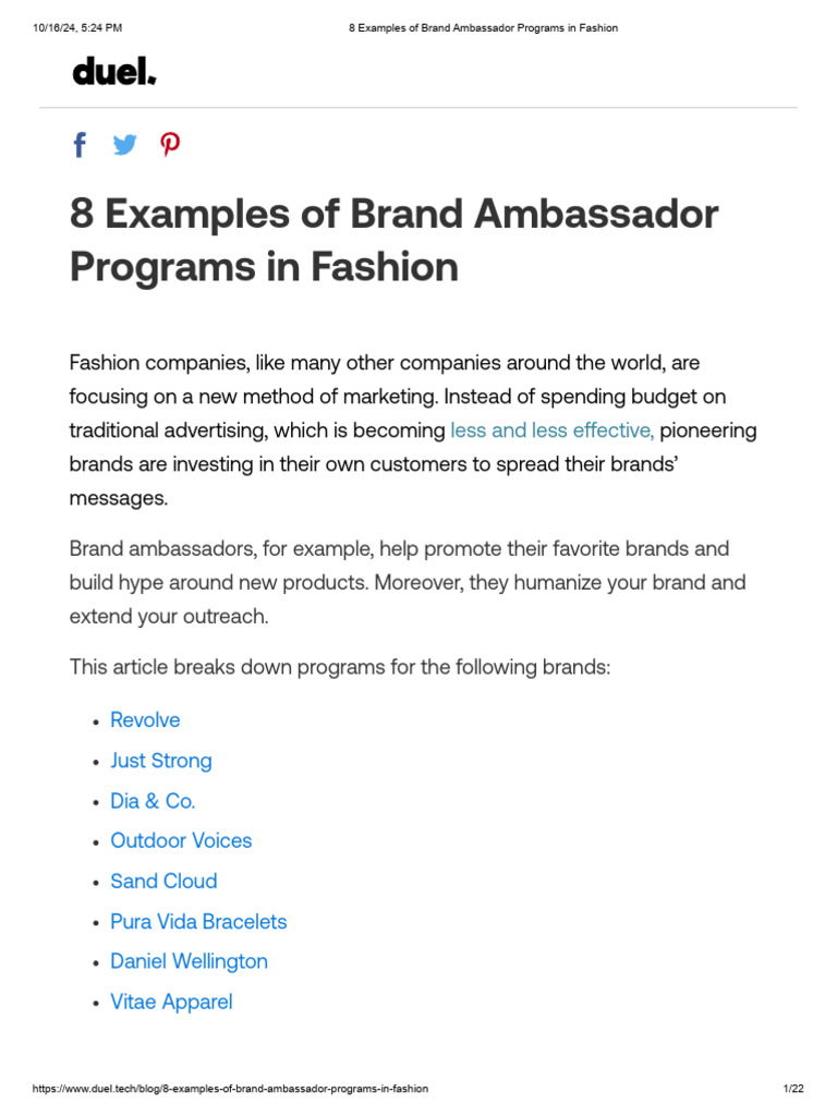 8 Examples of Brand Ambassador Programs in Fashion | PDF