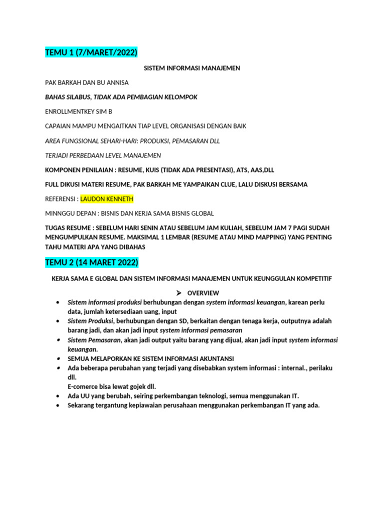 Catatan Kuliah Sim | PDF