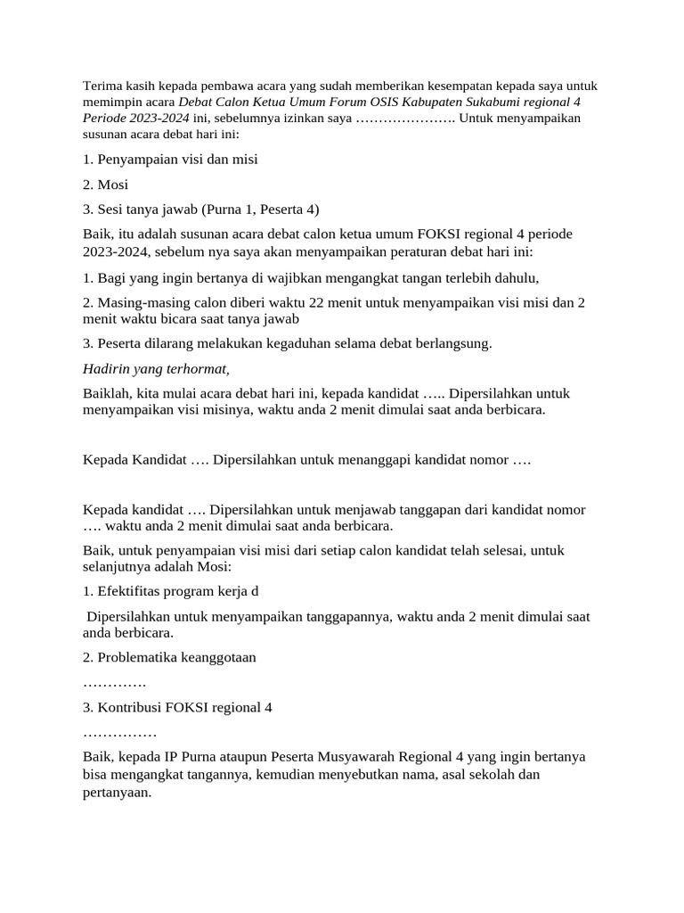 Susunan Acara Debat | PDF