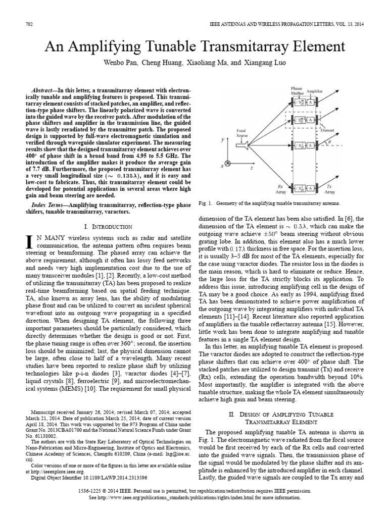 An_Amplifying_Tunable_Transmitarray_Element | PDF