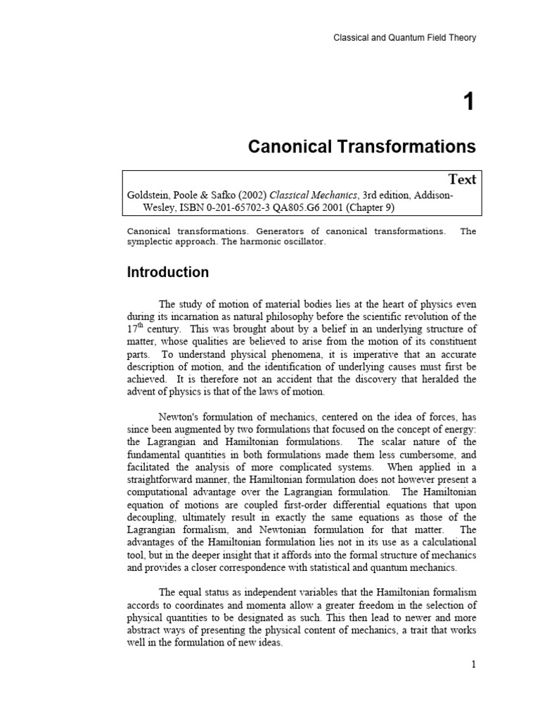 Canonical Tranformations | PDF