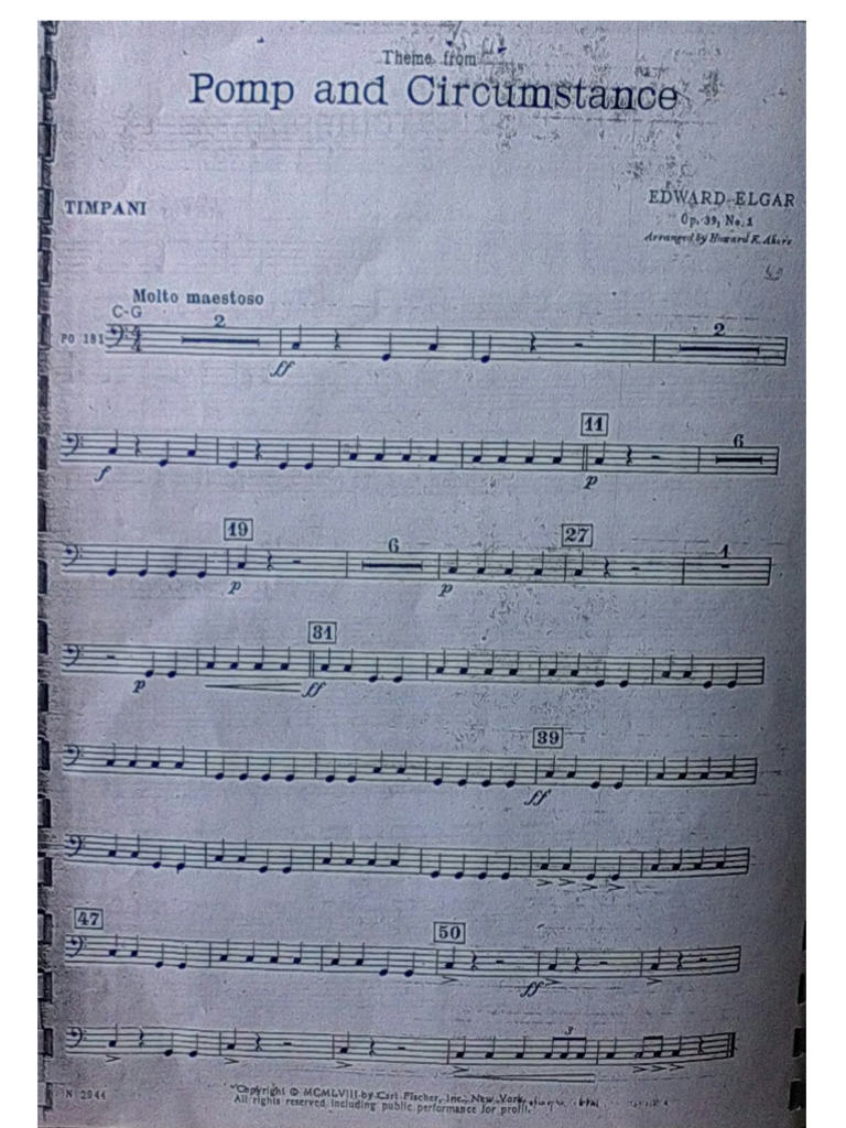 Pomp and Circunstance-Timpani | PDF