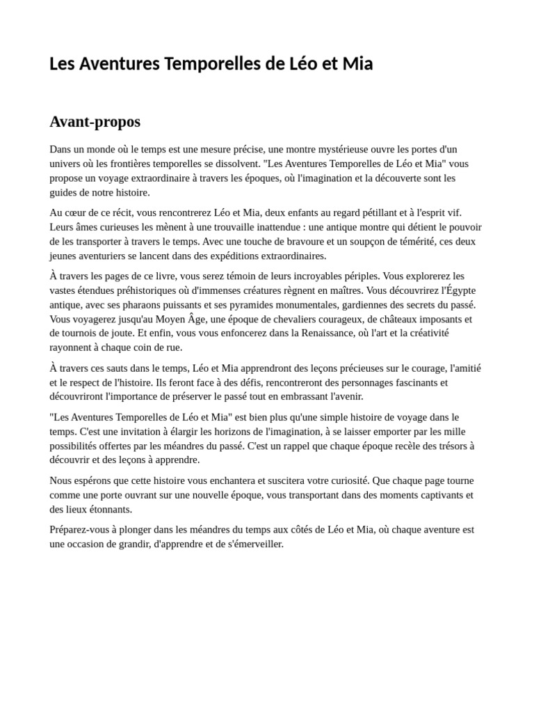Les Aventures Temporelles de Léo Et Mia | PDF