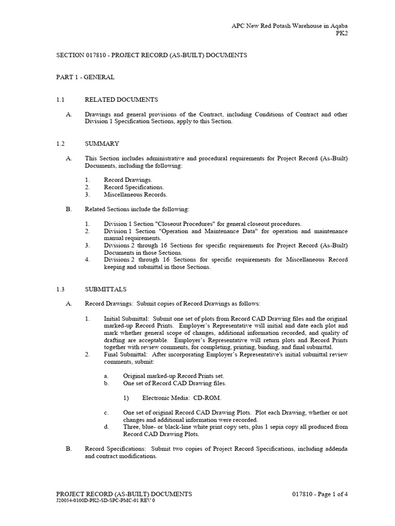 AsBuilt Documents | PDF