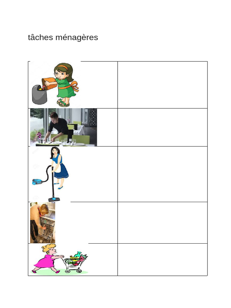 Arbeitsblatt tâches ménagères | PDF