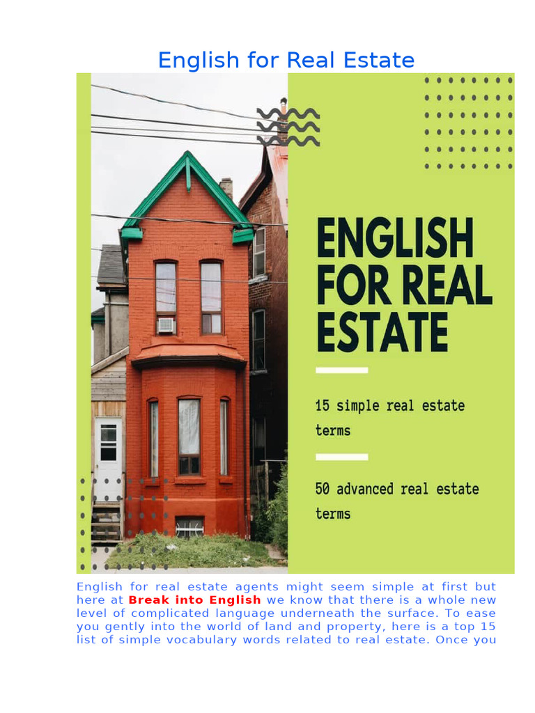 English For Real Estate | PDF