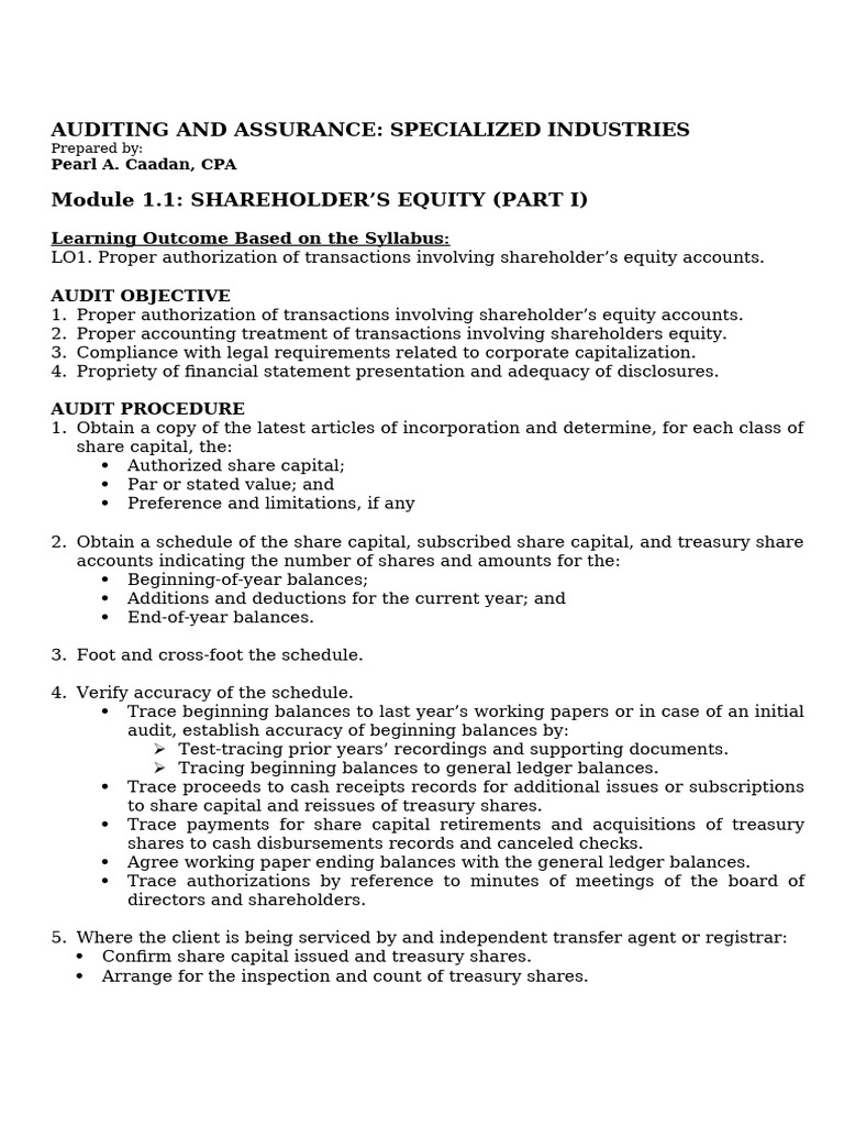 Week 2 - Audit of SHE Notes | PDF