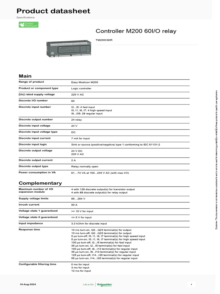 Schneider Electric - Modicon-Easy-M200 - TM200C60R | PDF