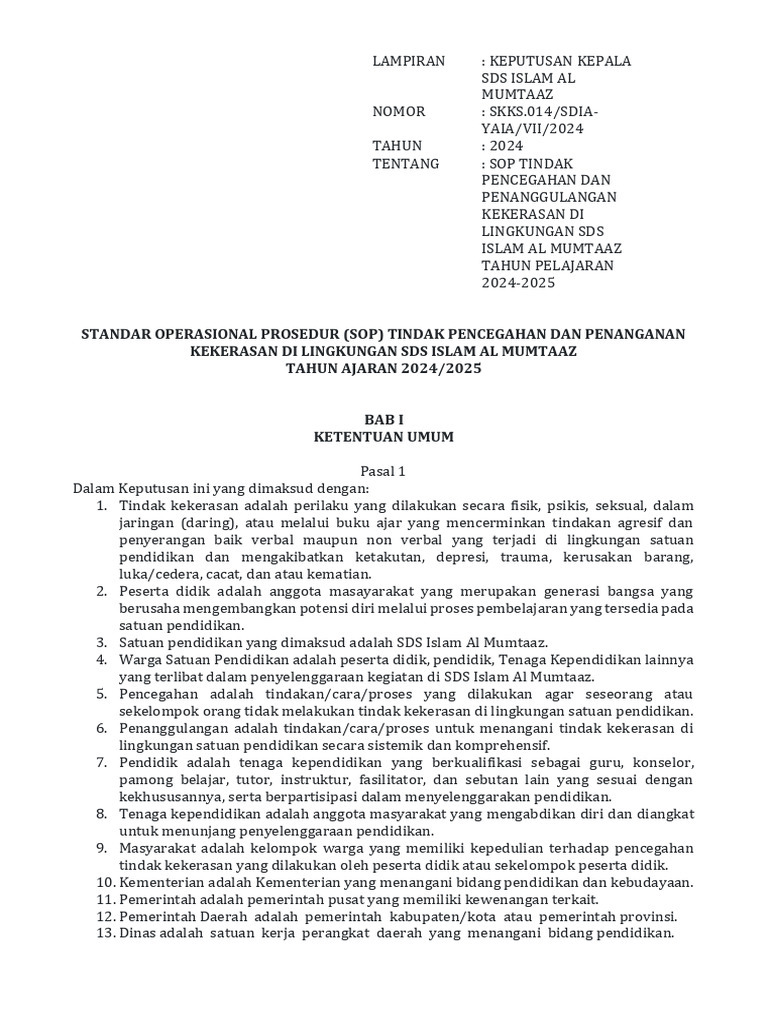 Sop TPPK Sdia 24-25 | PDF