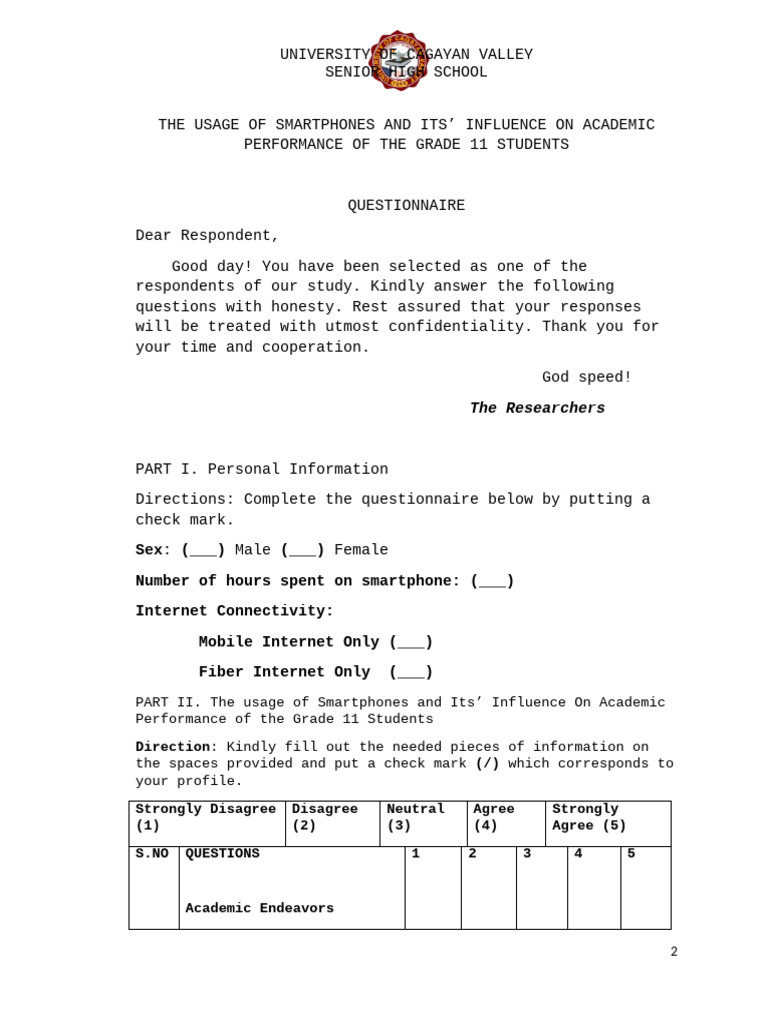 Questionnaire (1) | PDF