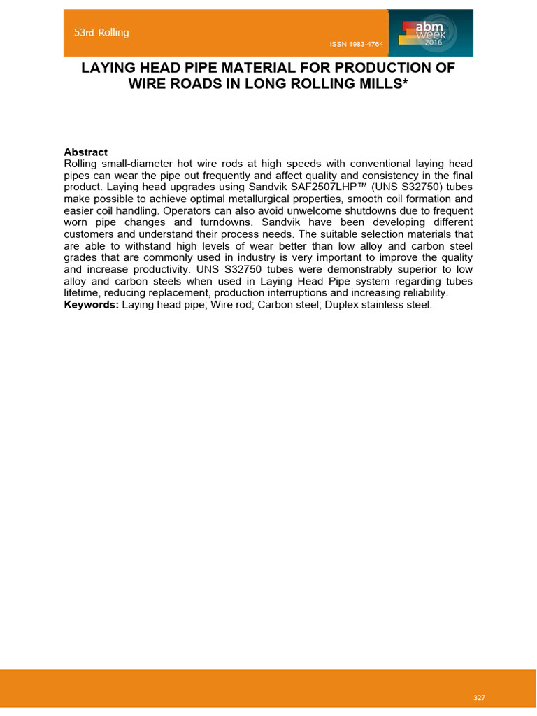 Laying Head Pipe Material For Production of Wire Roads in Long Rolling ...