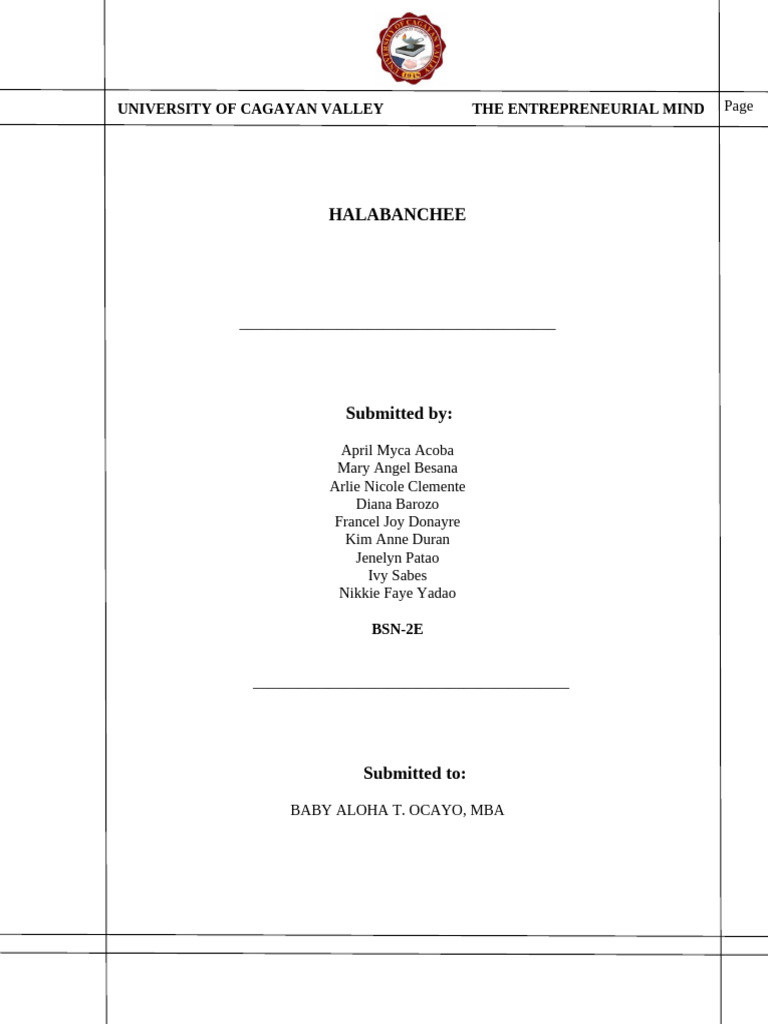 Entrep Business Plan Template 2 | PDF