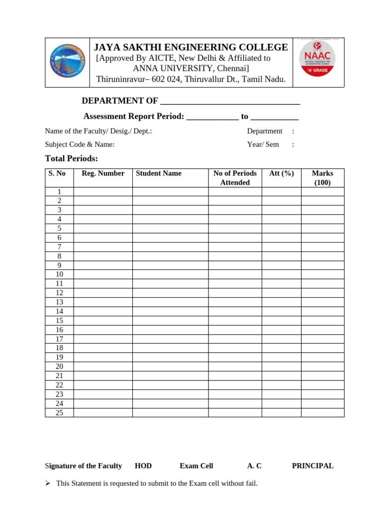 Webportal Att & Mark Entry-Form (5 Sem) | PDF