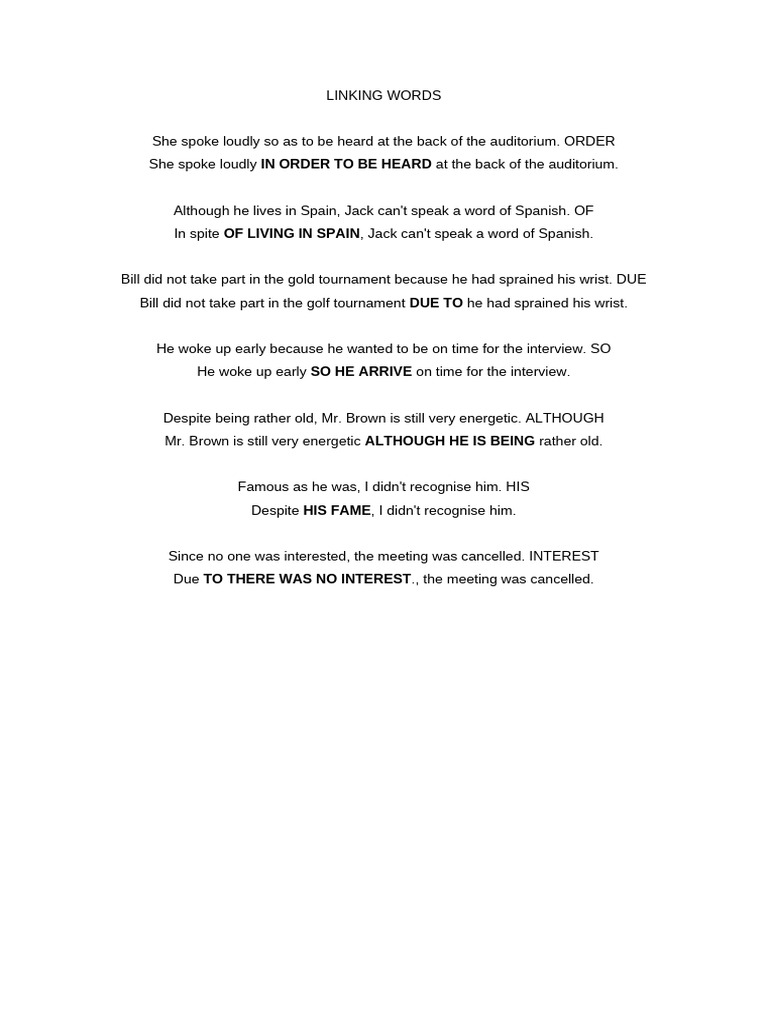 Linking Words | PDF