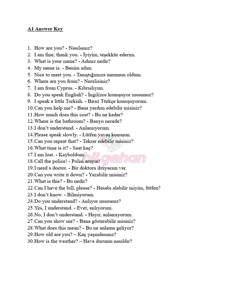 A1 English Practice Test AK | PDF | Cuisine | Foods