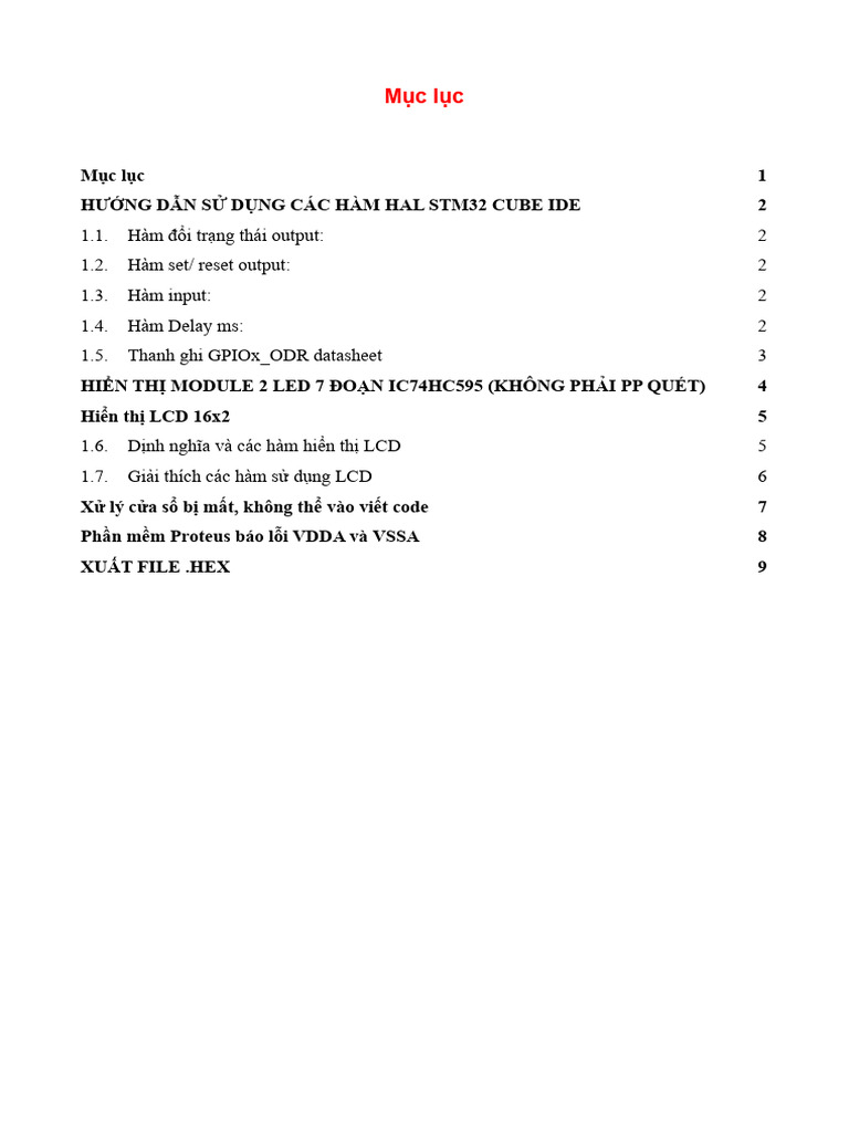 Hướng dẫn sử dụng Các hàm HAL STM Cube IDE | PDF