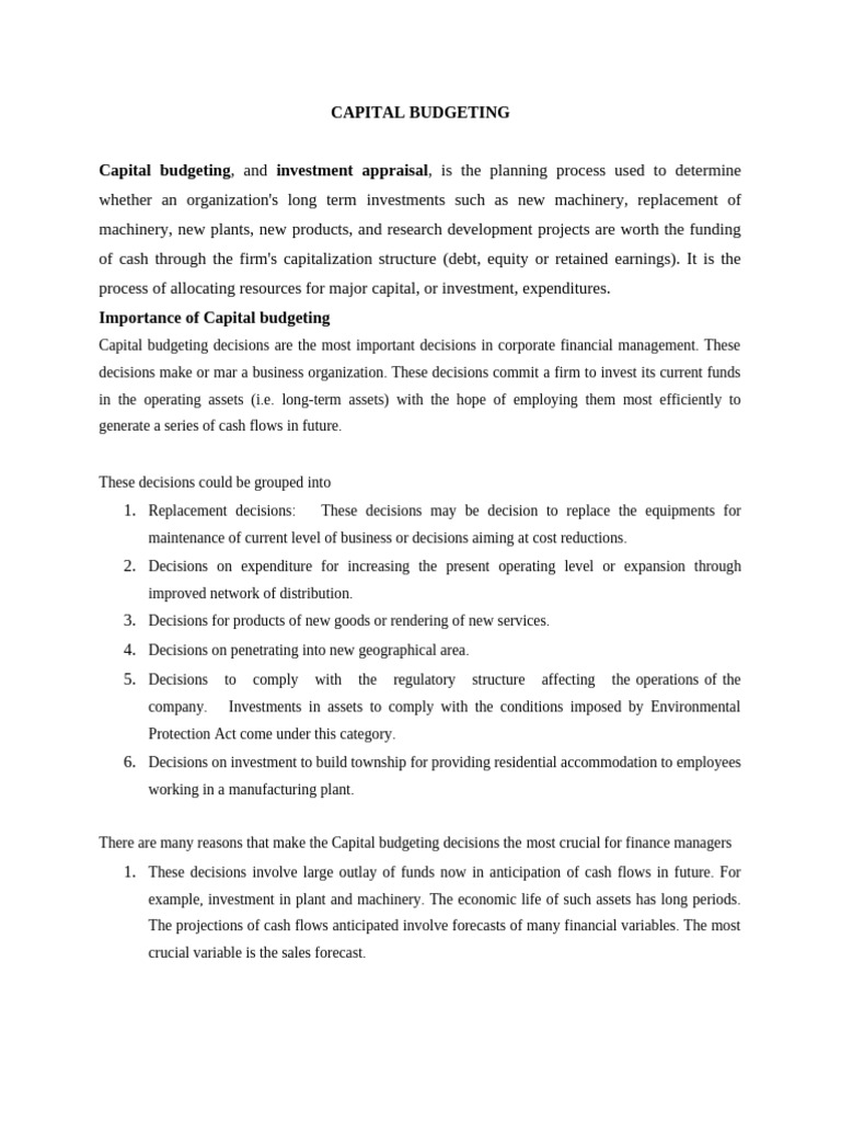 Capital Budgeting Decisions | PDF